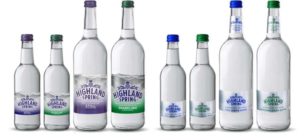 Glass Bottled Water - Highland Spring