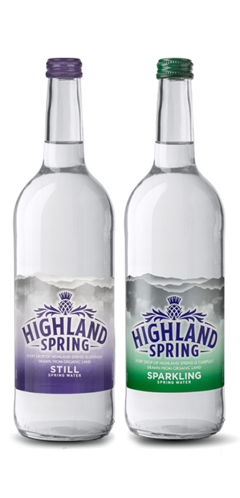 Glass Bottled Water - Highland Spring