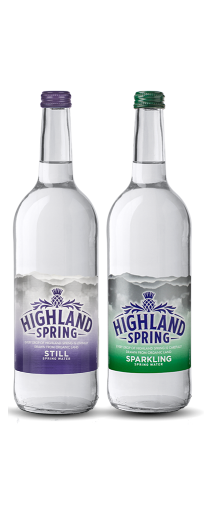 Glass Bottled Water - Highland Spring